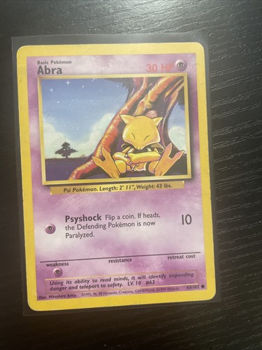 Pokémon TCG Abra Base Set 43/102 Regular Shadowless Common | eBay