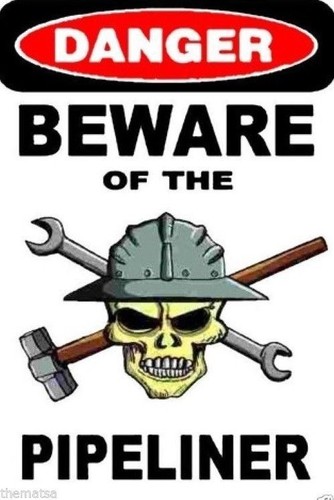 DANGER BEWARE OF THE PIPELINER SKULL HELMET TOOLBOX USA MADE STICKER ...