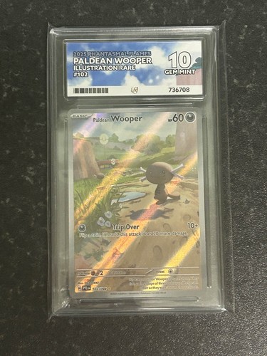 Pokémon TCG Paldean Wooper 102/094 Phantasmal Flames ACE 10 PERFECT ...