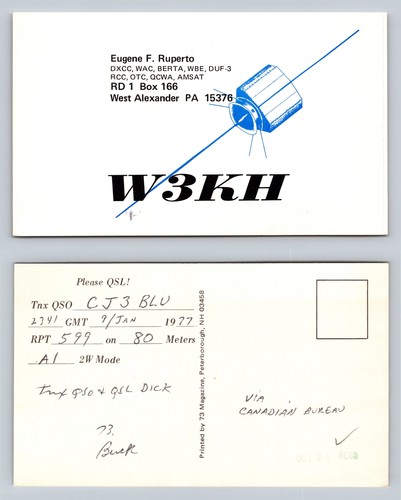 Ham Radio QSL QSO Postcard W3KH, West Alexander, PA, USA | eBay