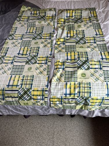 VINTAGE 2 John Deere Farm Tractor Window Country Bedroom Curtains 50LX ...