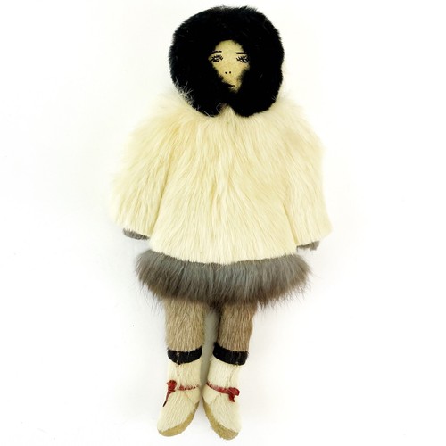 Vintage Inuit Alaska Eskimo Native Doll Fur Hide Leather Face Hand ...