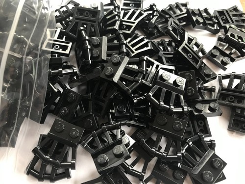 LEGO-NEW-#92692-BLACK-PLATE MODIFIED 1 X 2/ ANGLED BAR HANDLES SIDE-25 ...