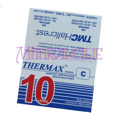 10 strips/pack THERMAX Temperature Label 10 Level Range C 132-182°C/270 ...