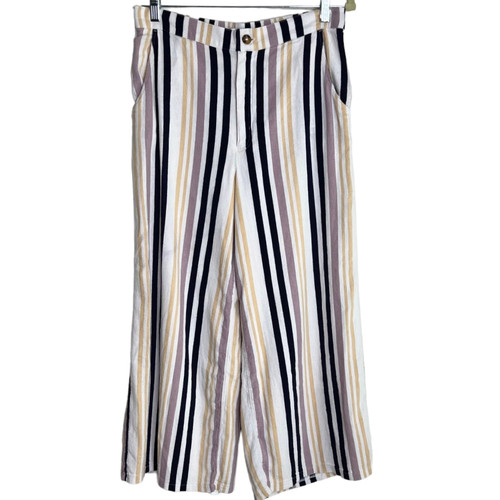 Hollister Womens Cropped Wide Leg Pants Large Striped Ultra High Rise ...