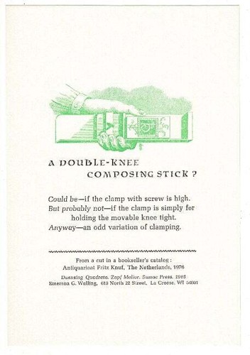 Emerson G Wulling / A double-knee composing stick? 1985 Printing | eBay