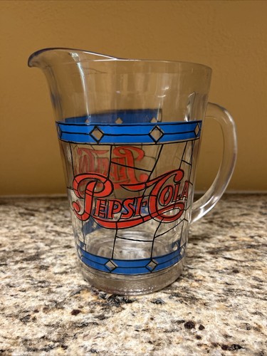 Vintage Pepsi Cola 64 ounce Pitcher Stained Glass Design Pepsi Pitcher ...