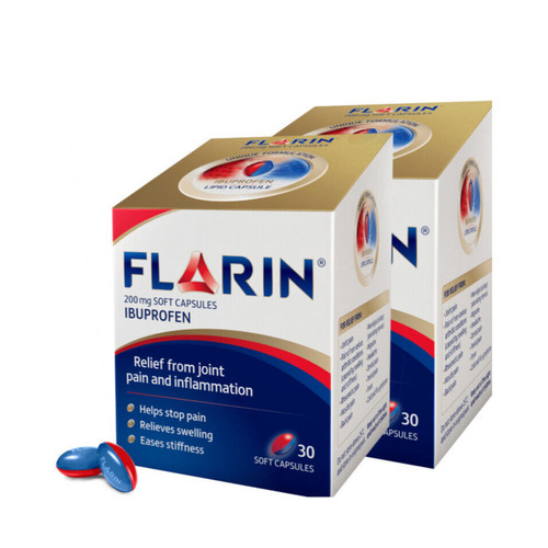 2 x 30 - Flarin Joint Pain & Inflammation Relief - 200mg - Lipid Soft ...