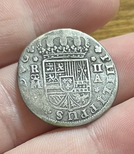 2 Reales 1721 Spanish Colonial Silver Old Coin Madrid Mint Pirate ...