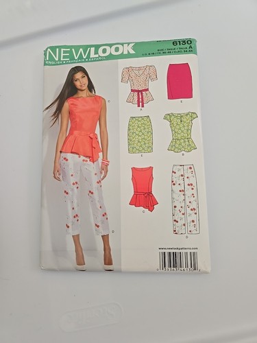 Simplicity 2012 New Look Sewing Pattern 6130 Peplum Top Capris Skirt 8 ...