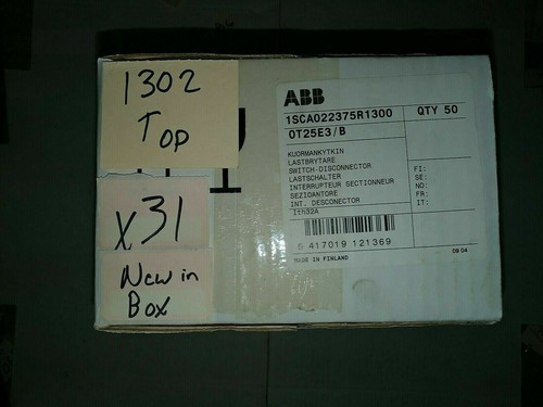 NIB ABB 1SCA022375R1300 OT25E3/B 3 Pole 25 Amp Disconnect ..BOX OF 50 ...