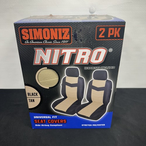 Simoniz Nitro Black/Tan Universal Fit Seat Covers Set Of 2 Headrest Included | eBay