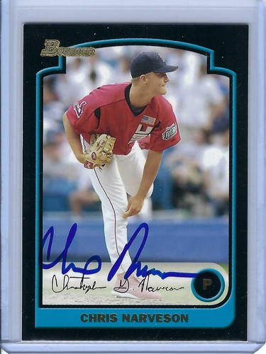 ST LOUIS CARDINALS CHRIS NARVESON 2003 BOWMAN DRAFT SIGNED CARD ...