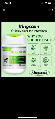 Kingscom Advanced Colon Cleanse Okra Fiber Formula 30 Tablets Caffeine ...