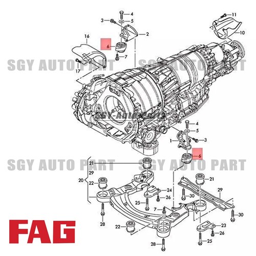FAG Transmission support pad (left) FOR AUDI A8 S8 A8L D3 4E0399151DE ...