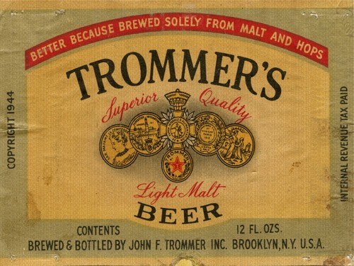 Trommer's Light Malt Beer Label 9" x 12" Metal Sign | eBay