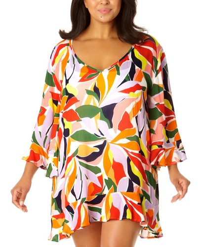 Anne Cole Plus Size Flounce V-Neck Tunic Cover-Up Women's Swimsuit 18/ ...
