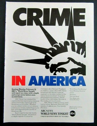 1983 ABC NEWS World News Tonight TV Show Magazine Ad - Crime In America ...