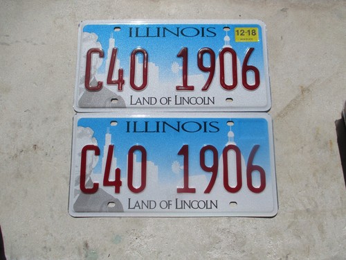 Illinois 2018 Lincoln license plate pair # C40 1906 | eBay