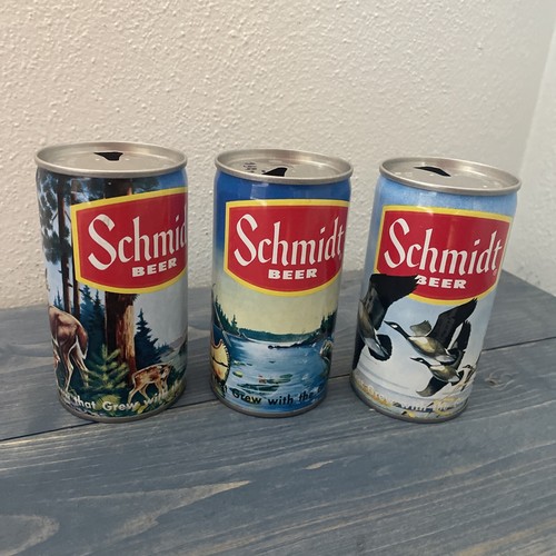 Vintage Schmidt Wildlife Ducks Native America Deer Fish Pull Tab Beer ...