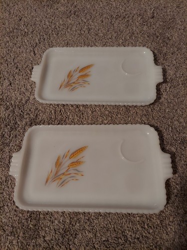 Set Of 2 Vintage Fire King Wheat Pattern Snack Plates no Cups | eBay