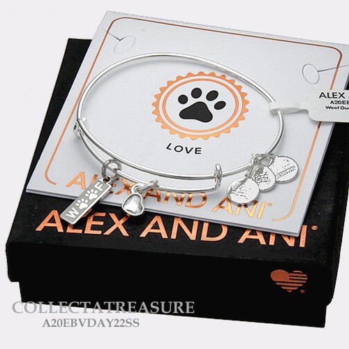 Authentic Alex and Ani Woof Duo Shiny Silver Expandable Charm Bangle | eBay