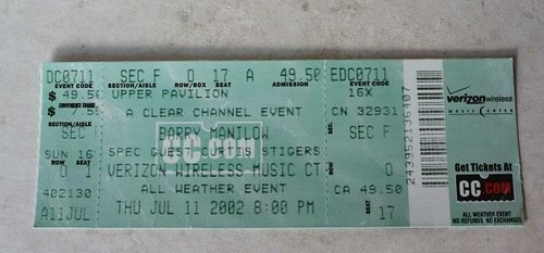 Barry Manilow 2002 Concert Ticket Stub Verizon Wireless Music Center ...