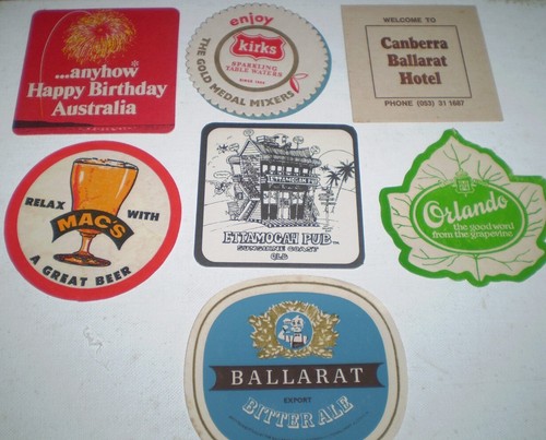 Seven vintage items - Old drink coasters - Old advertising | eBay