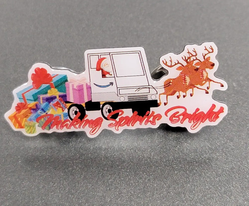 Making Spirits Bright Reindeer pulling santa Peccy Employee Pin | eBay