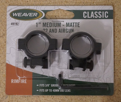 Weaver 1” Scope Rings for .22 Grooved Receiver & Air Gun 49192 ...