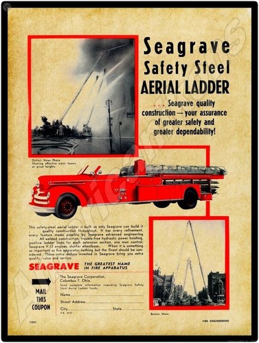 1957 Seagrave Fire Apparatus in Detroit New Sign-18x24" USA STEEL XL ...