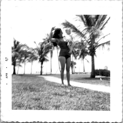 Risqué Smoking Hot Wide Hip Woman Bathing Suit Legs Snapshot 1950s ...