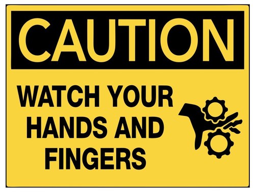 Caution Watch Your Hands and Fingers Safety Sign Sticker Decal Label ...