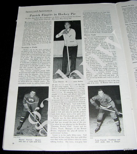 LESTER PATRICK 1936 PICTORIAL NHL HOCKEY GOALIE MURRAY & LYNN NEW YORK ...