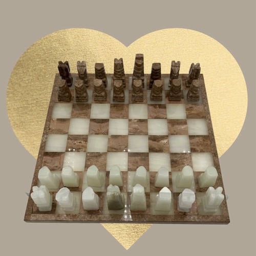 Vintage Mexican Aztec Onyx Marble Chess Set Board Hand Carved Pieces | eBay
