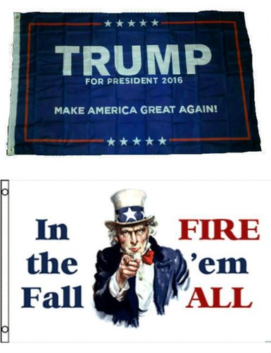 3x5 Donald Trump #1 & In The Fall Fire Em All Wholesale Flag Set 3'x5 ...