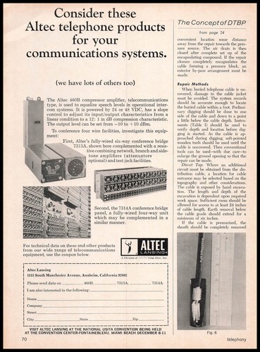 1968 Altec Lansing Anaheim California 8314A Conference Bridge Panel ...
