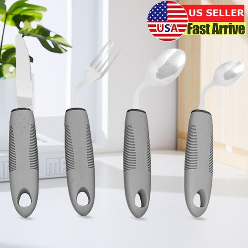 4Pcs Adaptive Utensils Set 2.5oz & 42 Angled Hand Tremor Weighted ...