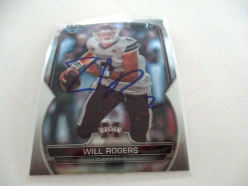 WILL ROGERS 2022 BOWMAN CHROME 1ST U NFL FOOTBALL SIGNED RC CARD IP UW ...