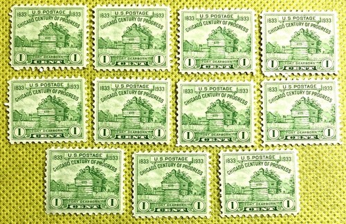1933 Eleven (11)-US Stamp Scott #728 1 Cent - Century of Progress - MNH ...