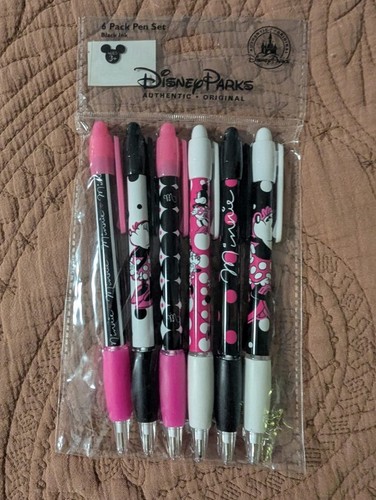 Disney Parks 6 Pack Pen Set Minnie Mouse Black Ink Pens New in Pack | eBay
