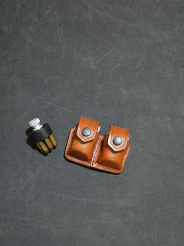 KM005-44 Leather Double Speedloader Pouch with Belt Clip For 44 Magnum ...