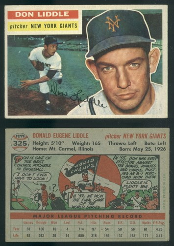 (49688) 1956 Topps 325 Don Liddle Giants-EX | eBay