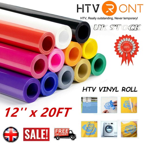 HTVRONT 12'' x 20FT HTV Heat Transfer Vinyl Iron On Heat Press T-shirt ...