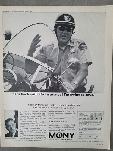 1965 Mony Mutual life insurance of NY California police officer ...