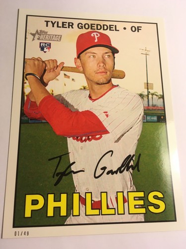 2016 Topps Heritage High Number 5x7 Tyler Goeddel Phillies RC 667 #'d ...