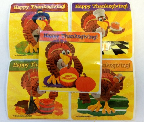 15 Happy Thanksgiving Turkey Time Stickers Party Favors Teacher Supply ...