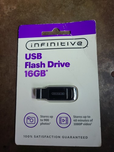Infinitive USB Flash Drive 16GB. 900 photos/40 minutes of video ready ...