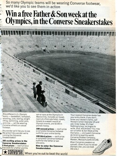 1968 OLYMPIC CONVERSE SHOE PRINT AD FATHER & SON WEEK AT OLYMPICS ...