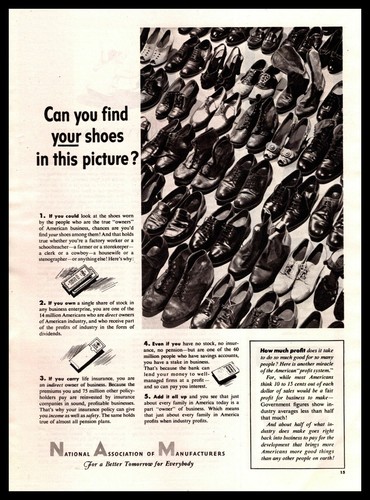 1948 National Association Of Manufacturers "Can You Find Your Shoes ...